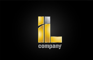 Gold silver metal letter l alphabet logo design Vector Image
