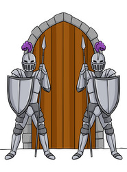 Knight guarding a gate find the differences Vector Image