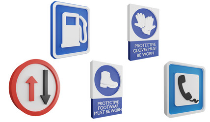 Road sign side view clipart element 3d render Vector Image