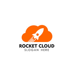 Rocket cloud logo design template tech Royalty Free Vector