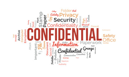 Word cloud background concept for confidential Vector Image