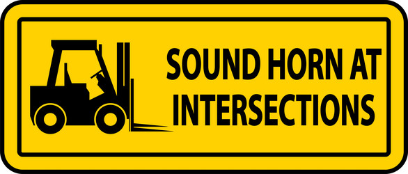 Sound horn at intersections label sign on white Vector Image