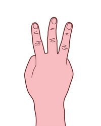 Number 3 or three hand sign line art style Vector Image