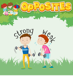 Opposite words for strong and weak Royalty Free Vector Image