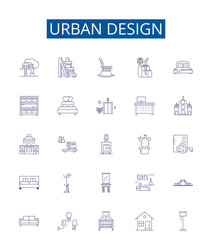 Urban design line icons signs set Royalty Free Vector Image
