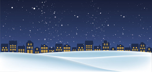 Christmas night landscape with houses Royalty Free Vector