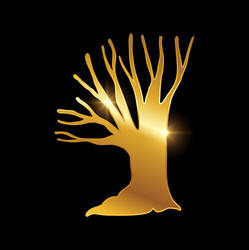 Golden tree symbol logo sign Royalty Free Vector Image