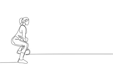 Sporty woman doing squats on step platform girl Vector Image