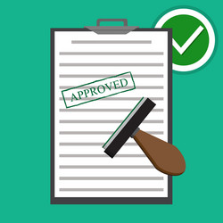 Flat approved paper document green approved stamp Vector Image