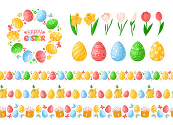 Cartoon easter day seamless pattern Royalty Free Vector