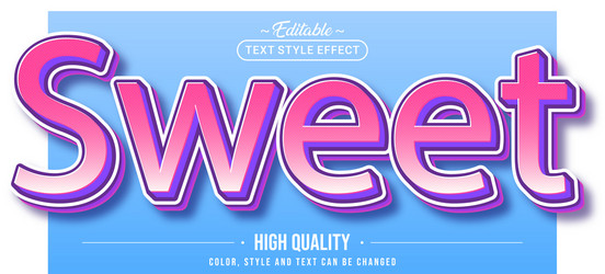 Editable text style effect - sweet memories text Vector Image