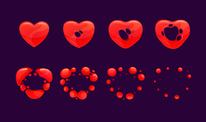 Heart sprite animation grow and disappear Vector Image