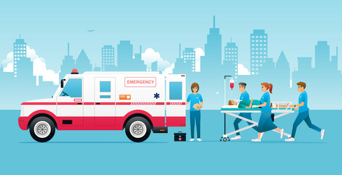 First aid emergency team Royalty Free Vector Image