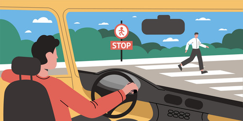 Cartoon people in car drivers and passengers Vector Image