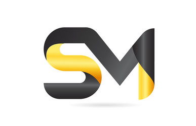 Yellow black line alphabet letter sm s m logo Vector Image