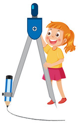 Math girl cartoon character with compass Vector Image