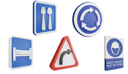 Road sign side view clipart element 3d render Vector Image