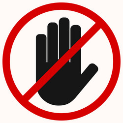 Stop hand no entry sign icon Royalty Free Vector Image