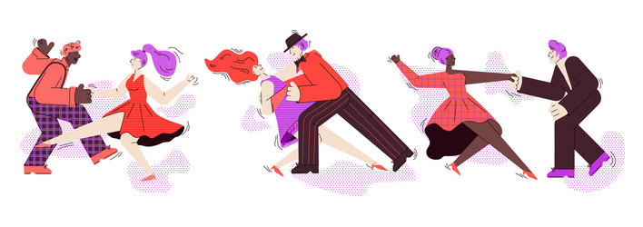 Old people dancing diverse elderly cartoon Vector Image