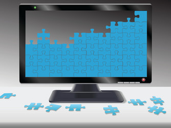 Monitor puzzle commitment teamwork together Vector Image