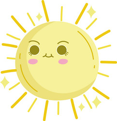 Cute yellow sun smiles Royalty Free Vector Image