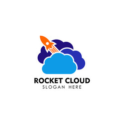 Rocket cloud logo design template tech Royalty Free Vector