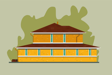 Facade a two-storey brick house side view Vector Image