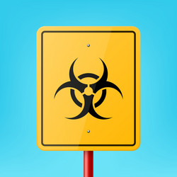 Yellow round road sign frame with biohazard Vector Image