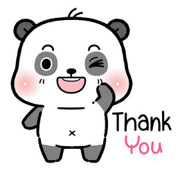 Cute little panda say hi standing behind a wall Vector Image