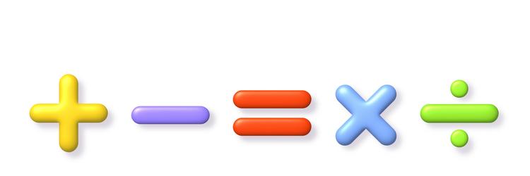 Math 3d icons set purple arithmetic plus minus Vector Image