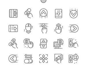 Scroll down move left and right zoom in out Vector Image