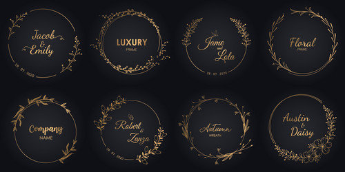 Wedding monograms and floral border design Vector Image