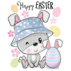 Cartoon gray bunny with easter egg Royalty Free Vector Image