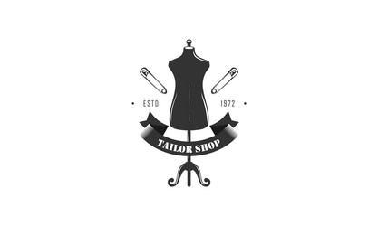 Tailor shop logo fashion handmade Royalty Free Vector Image