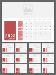 Calendar for 2023 starts sunday Royalty Free Vector Image