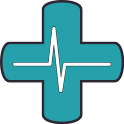 Cross with ekg isolated icon Royalty Free Vector Image