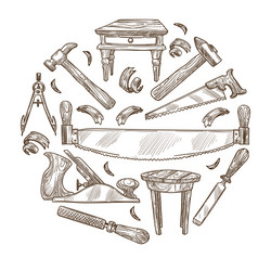 Carpentry tools pattern background Royalty Free Vector Image