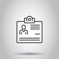 Id card icon in flat style identity tag on white Vector Image