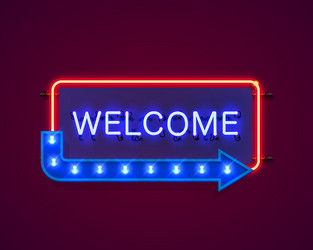 Neon welcome signboard Royalty Free Vector Image