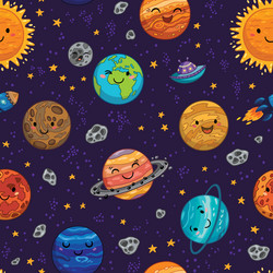 Seamless space pattern background with planets Vector Image