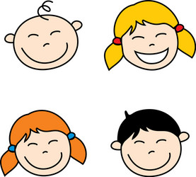 Happy kids faces hand drawn clip-art Royalty Free Vector