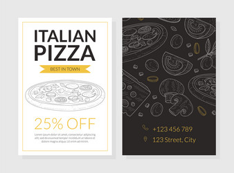 Italian pizza card templates set with traditional Vector Image