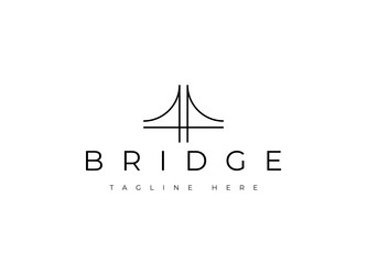 Modern line bridge structure logo design Vector Image