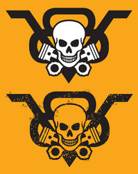 V8 engine emblem with grunge option Royalty Free Vector