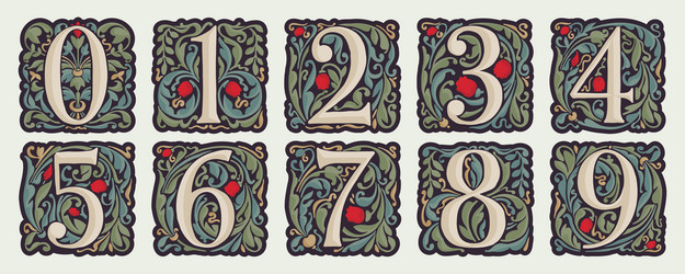 Gothic Numbers Numerals Vector Images (over 170)