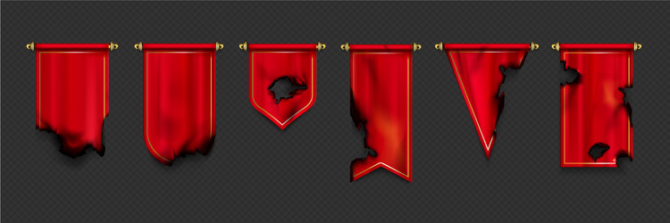 Medieval pennant flag hanging on golden metal pole