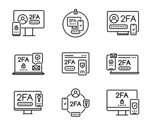 Two factor authentication icons set outline Vector Image