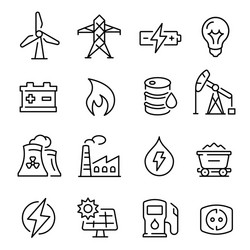 Ecology line art icon set nature and environment Vector Image
