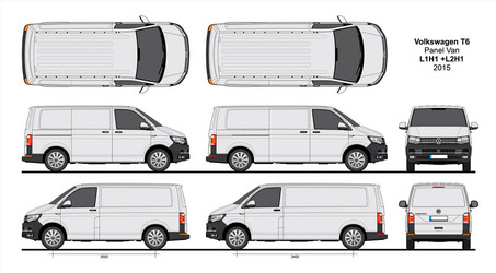 Volkswagen T6 Cargo L2H2 Panel Van Royalty Free Vector Image