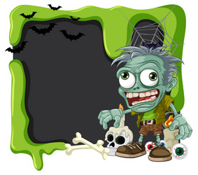 Zombie halloween blackboard with border banner Vector Image